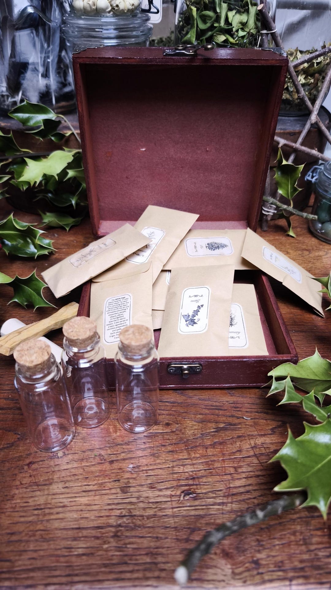 Witchcraft Kit + 10 Sachets of Natural Herbs + Parchment (ingredients ...