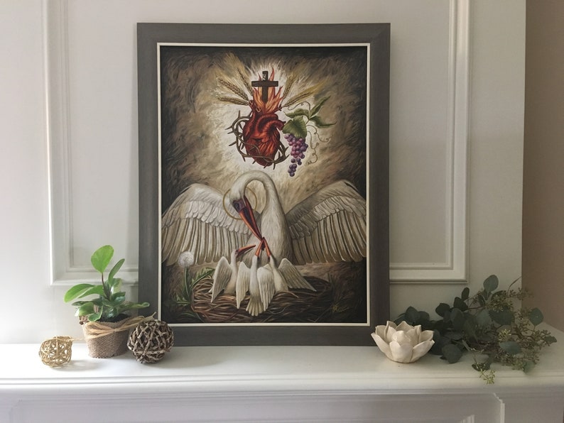 Sacred Heart, Pelican in Her Piety Catholic Wall Art & Home Décor ...