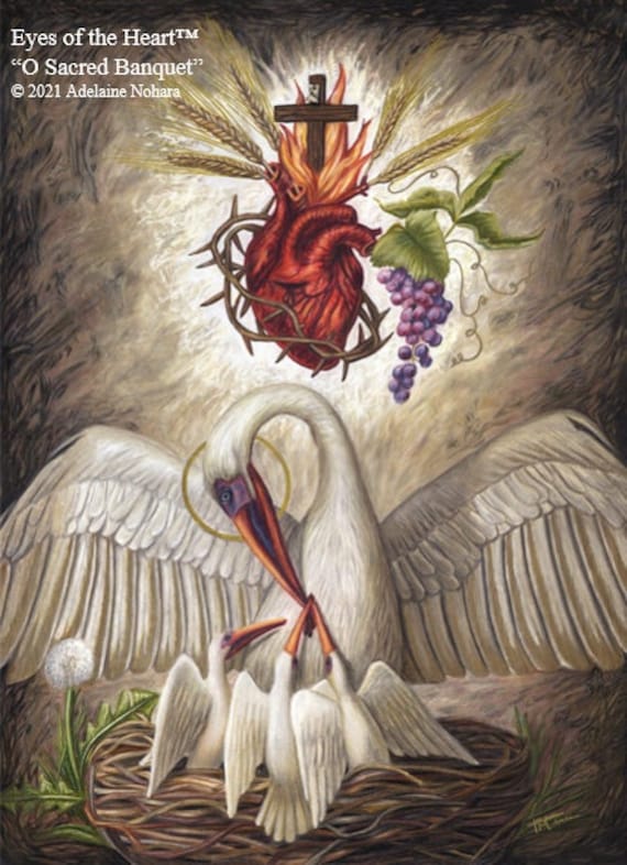 Sacred Heart Pelican in Her Piety Catholic Wall Art & Home | Etsy