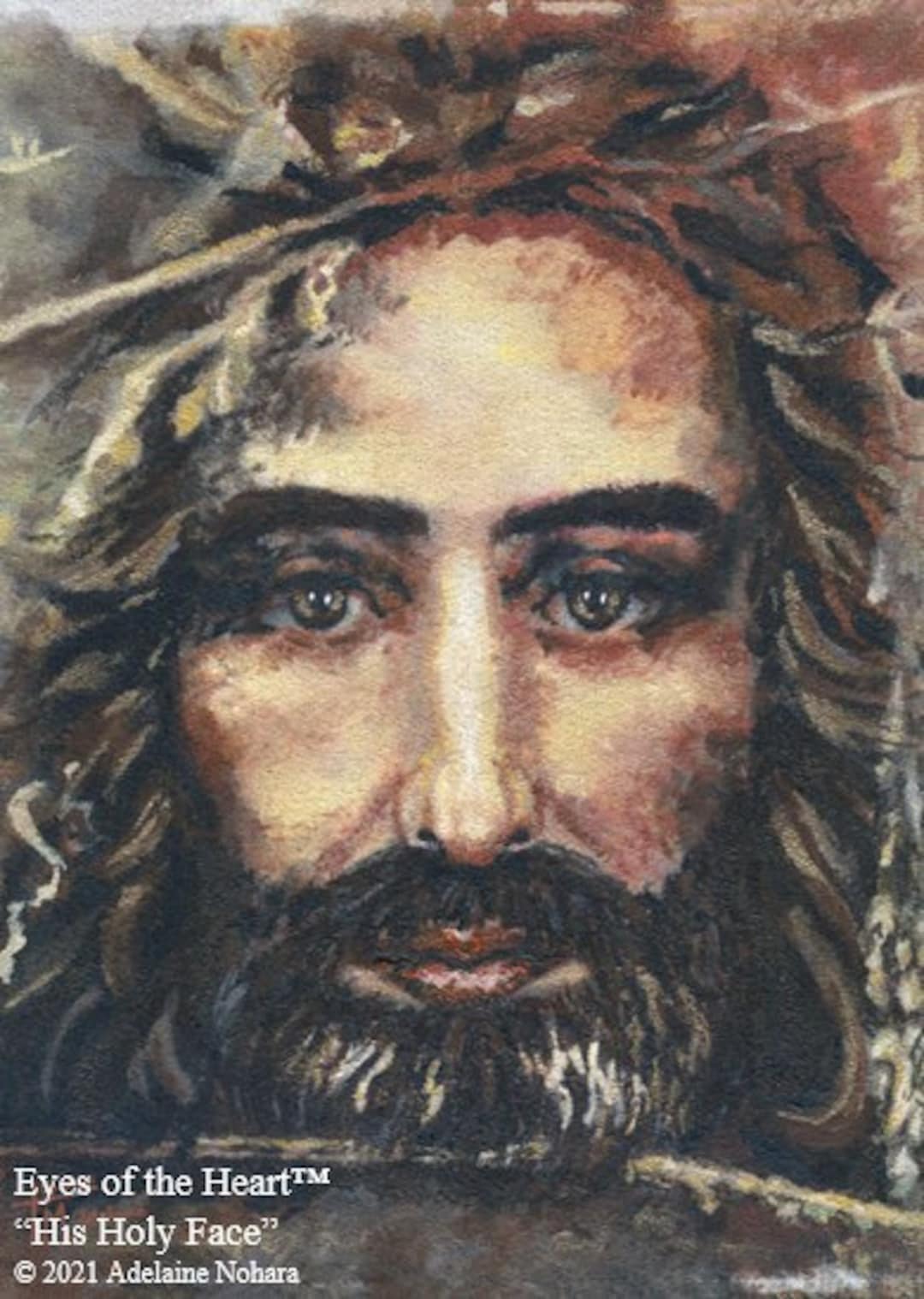 Face of Jesus Painting. Beautiful Catholic Christian Sacred Wall Art ...