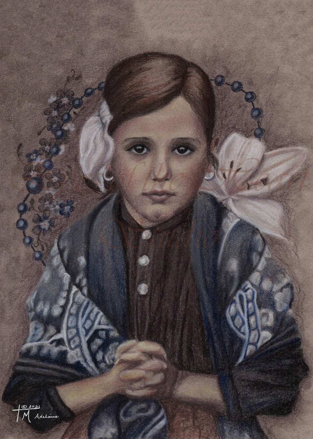 St. Jacinta Marto Patron Saint Portrait. Our Lady of Fatima Visionary ...
