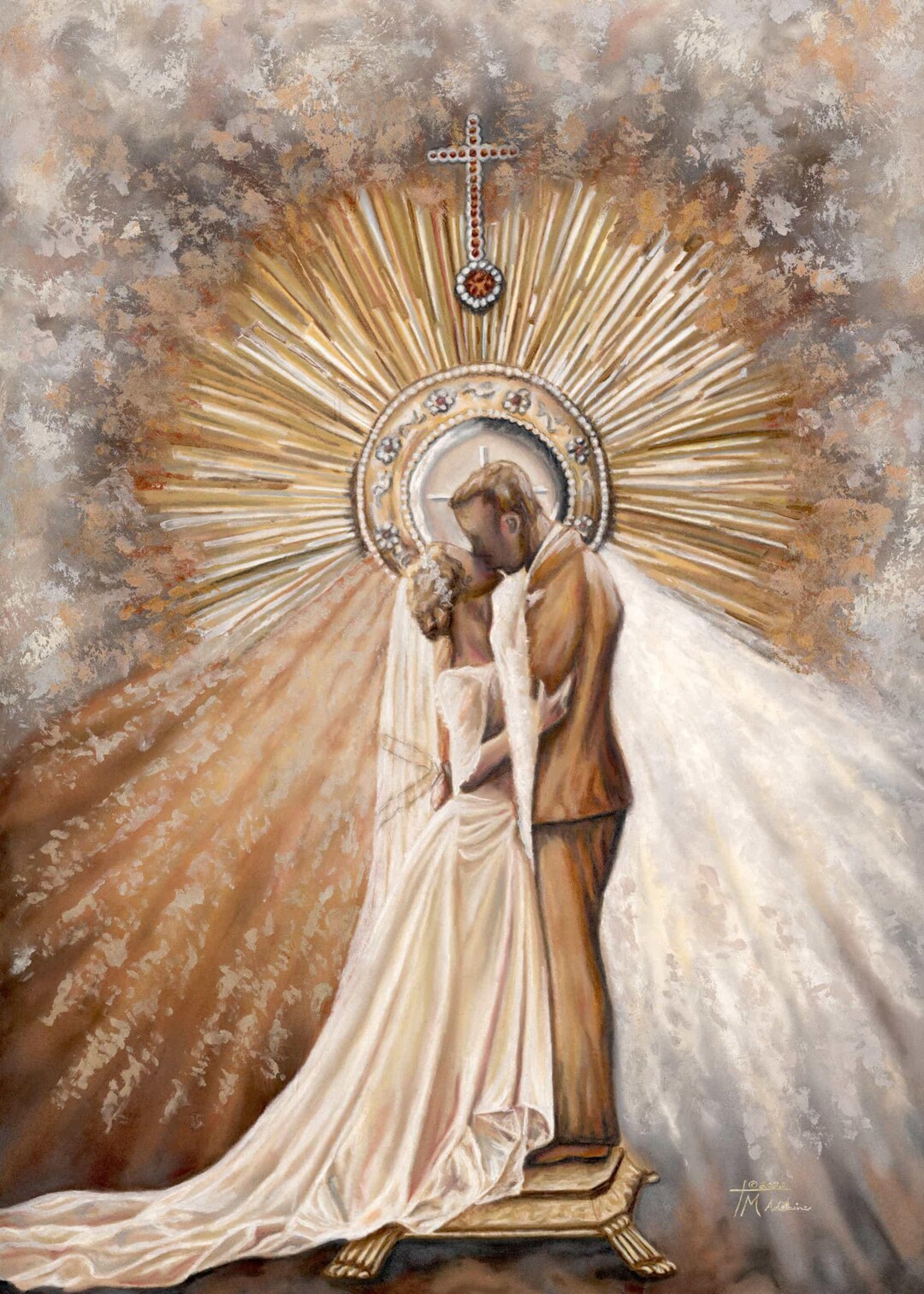 Beautiful Catholic Wedding Giclee Fine Art Print. Bride & Groom With ...