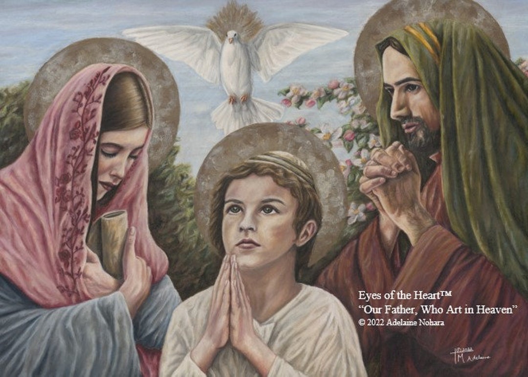 The Holy Family, Jesus, Mary and Joseph in Prayer. Catholic Wall Art ...