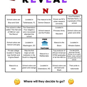 College Reveal Bingo! - Etsy