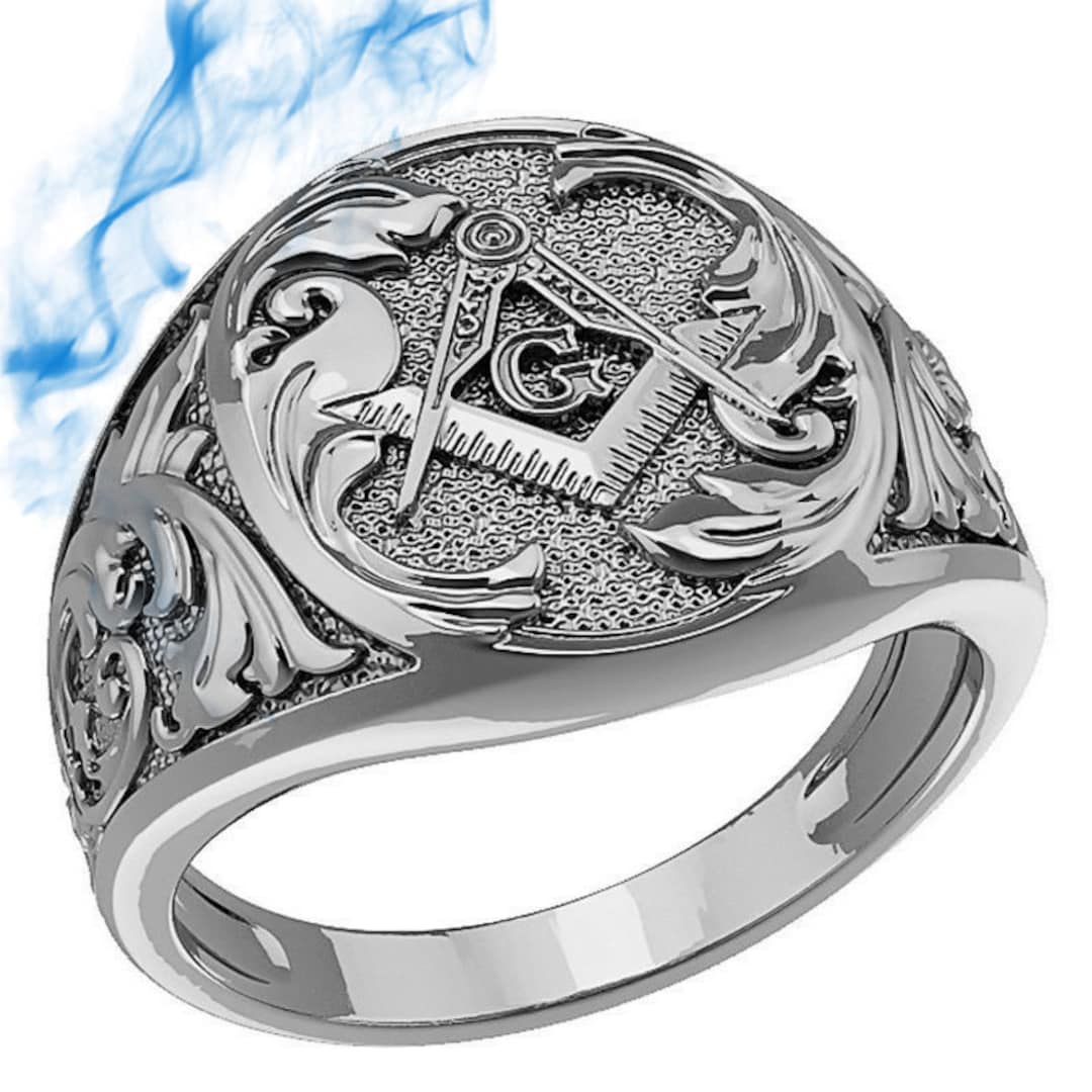 Solid Sterling Silver Masonic Men's Blue Lodge Freemasonry Ring ...
