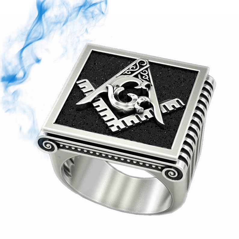 Solid Sterling Silver Masonic Men's Blue Lodge Freemasonry Ring ...