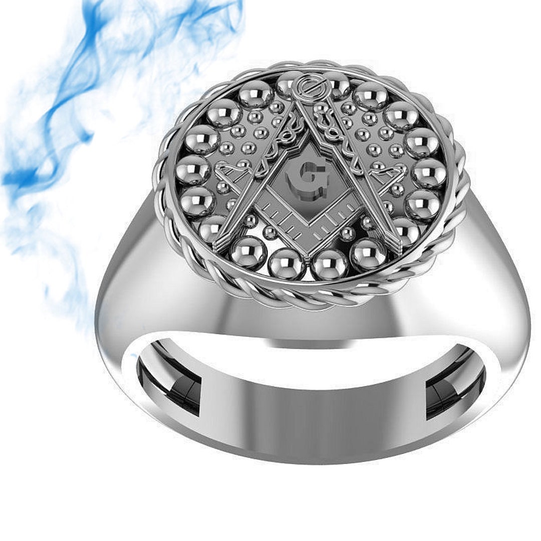 Solid Sterling Silver Masonic Men's Blue Lodge Freemasonry Ring ...