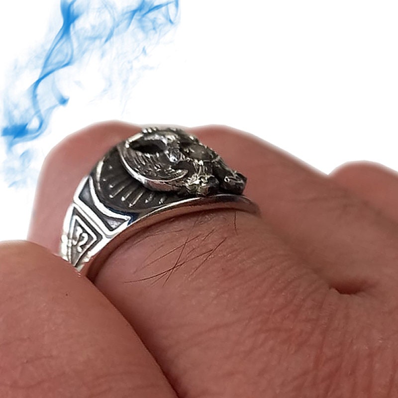 Solid Sterling Silver Masonic Scottish Rite 32nd Degree Mens Ring, Rosicrucian Ring, AASR, AMORC ...