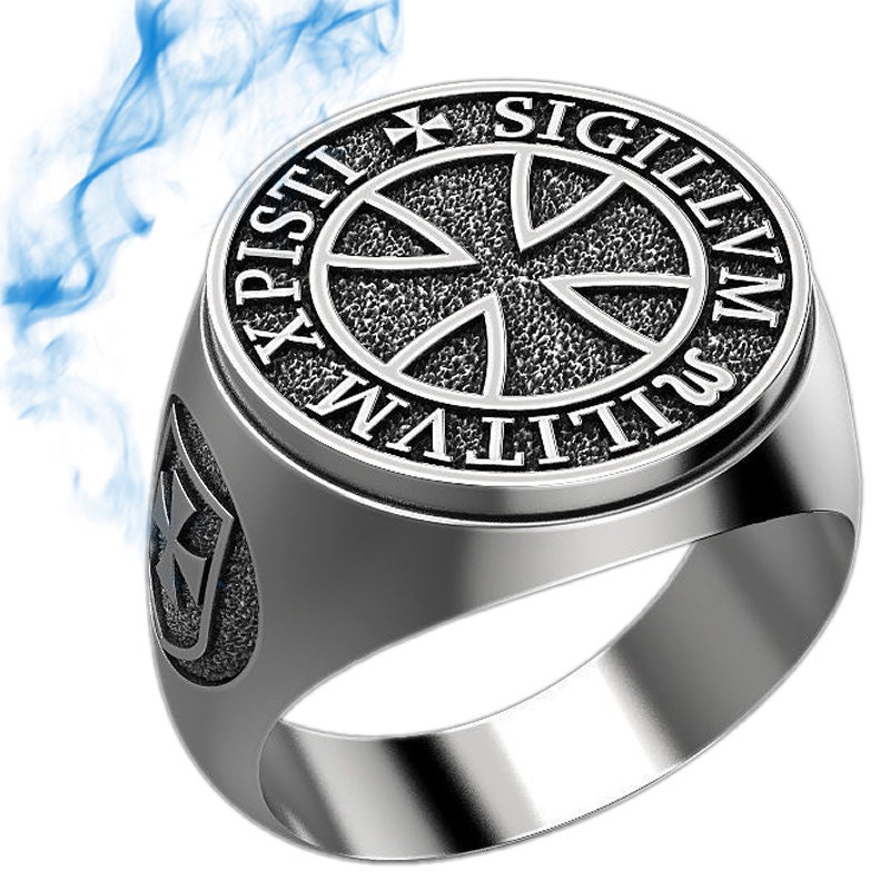 Solid Sterling Silver Masonic York Rite Knights of Templar Men's Ring ...