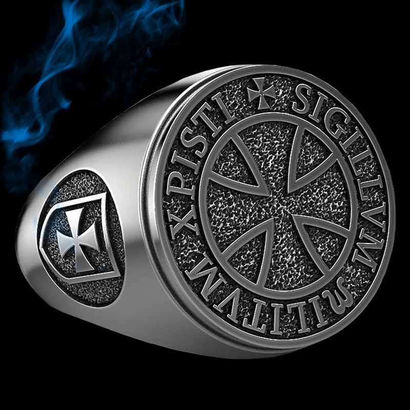 Solid Sterling Silver Masonic York Rite Knights of Templar Men's Ring ...
