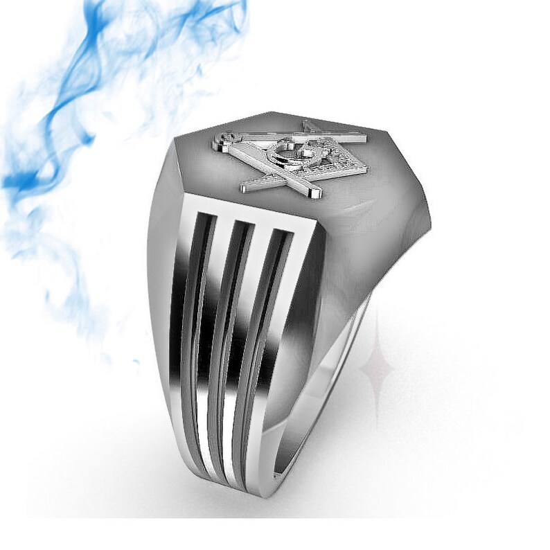 Solid Sterling Silver Masonic Men's Blue Lodge Freemasonry Ring ...