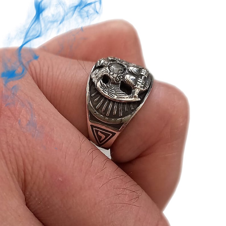 Solid Sterling Silver Masonic Scottish Rite 32nd Degree Mens Ring, Rosicrucian Ring, AASR, AMORC ...