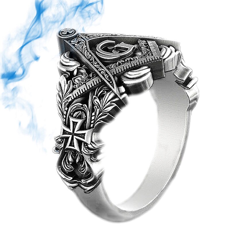 Solid Sterling Silver Masonic York Rite Knights of Templar Men's Ring ...