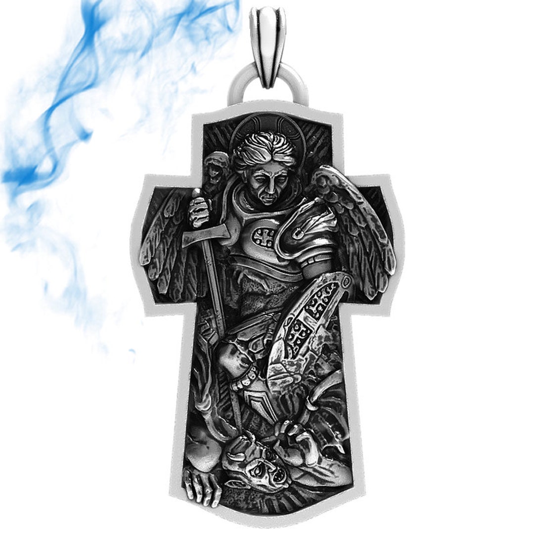 St. Michael Slaying the Devil, Sword and the Wings Solid Sterling ...