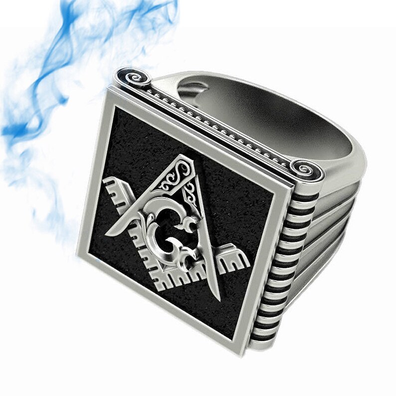 Solid Sterling Silver Masonic Men's Blue Lodge Freemasonry Ring ...