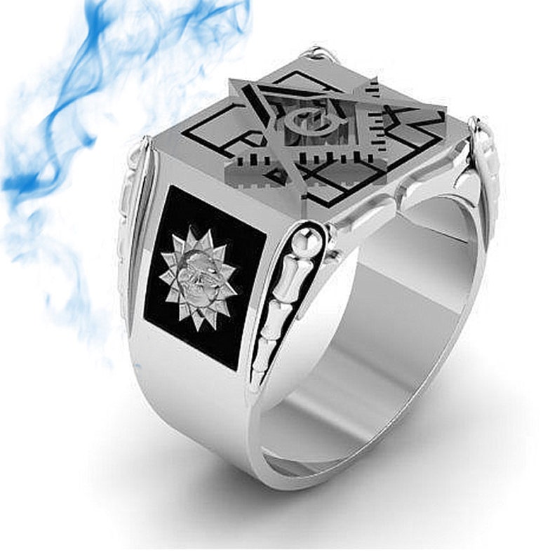 Solid Sterling Silver Masonic Men's Blue Lodge Freemasonry Ring ...