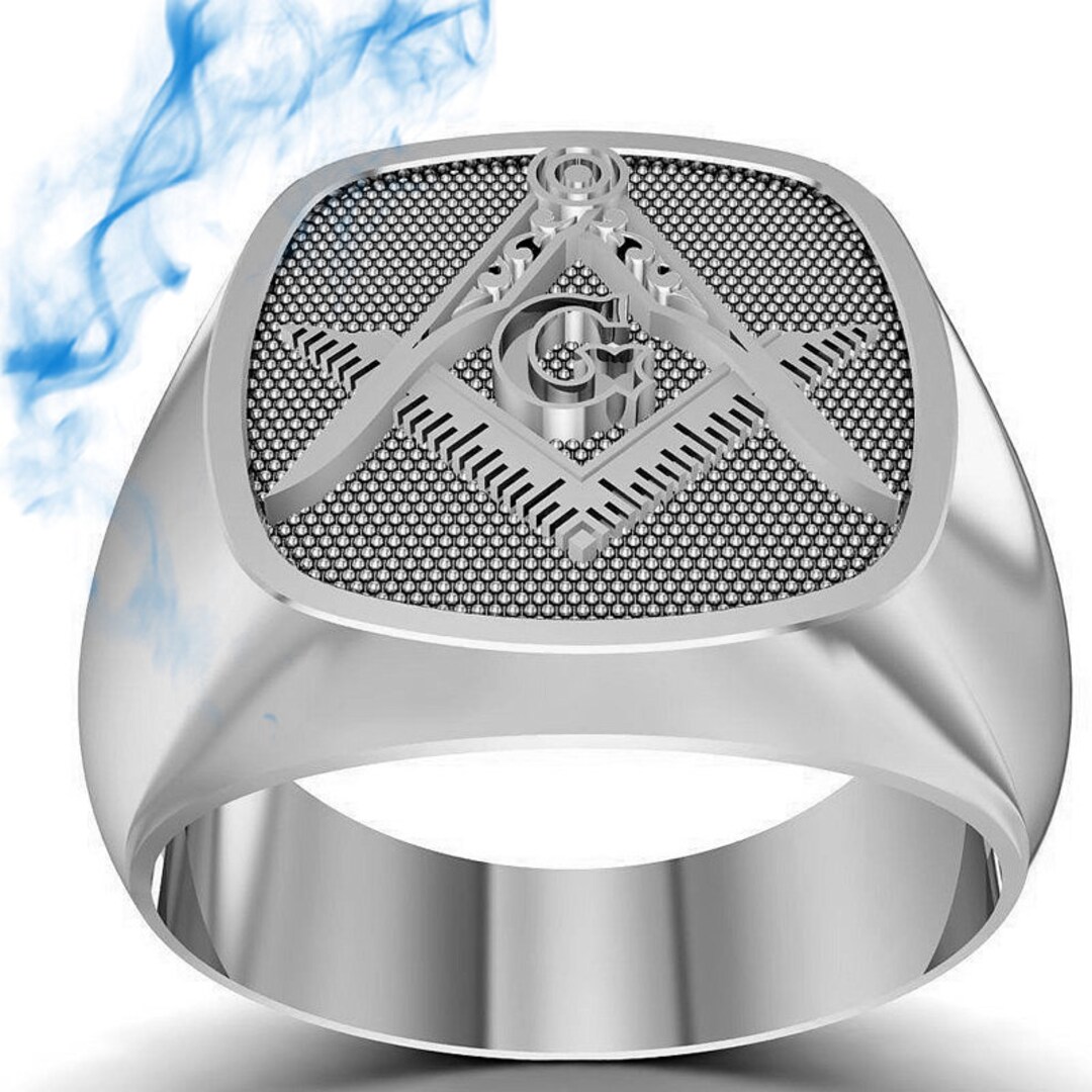 Solid Sterling Silver Masonic Men's Blue Lodge Freemasonry Ring ...