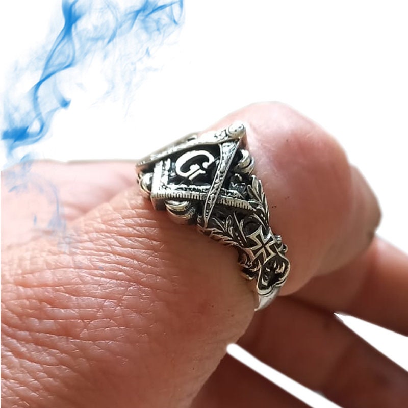 Solid Sterling Silver Masonic York Rite Knights of Templar Men's Ring ...