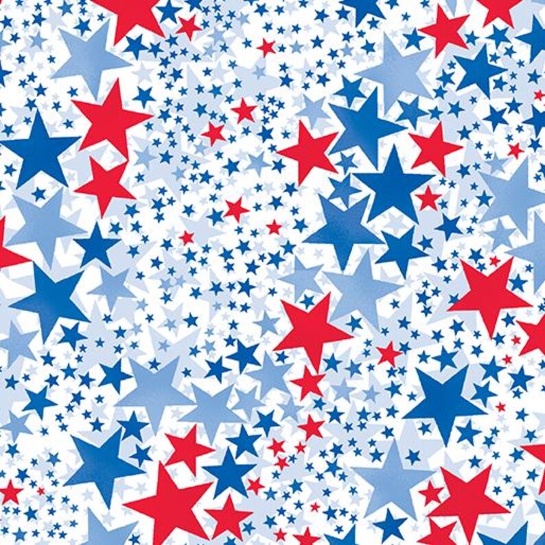 108 Inch Wide Back 2 3/4 Yard Cut Starlight Red White and Blue on White ...