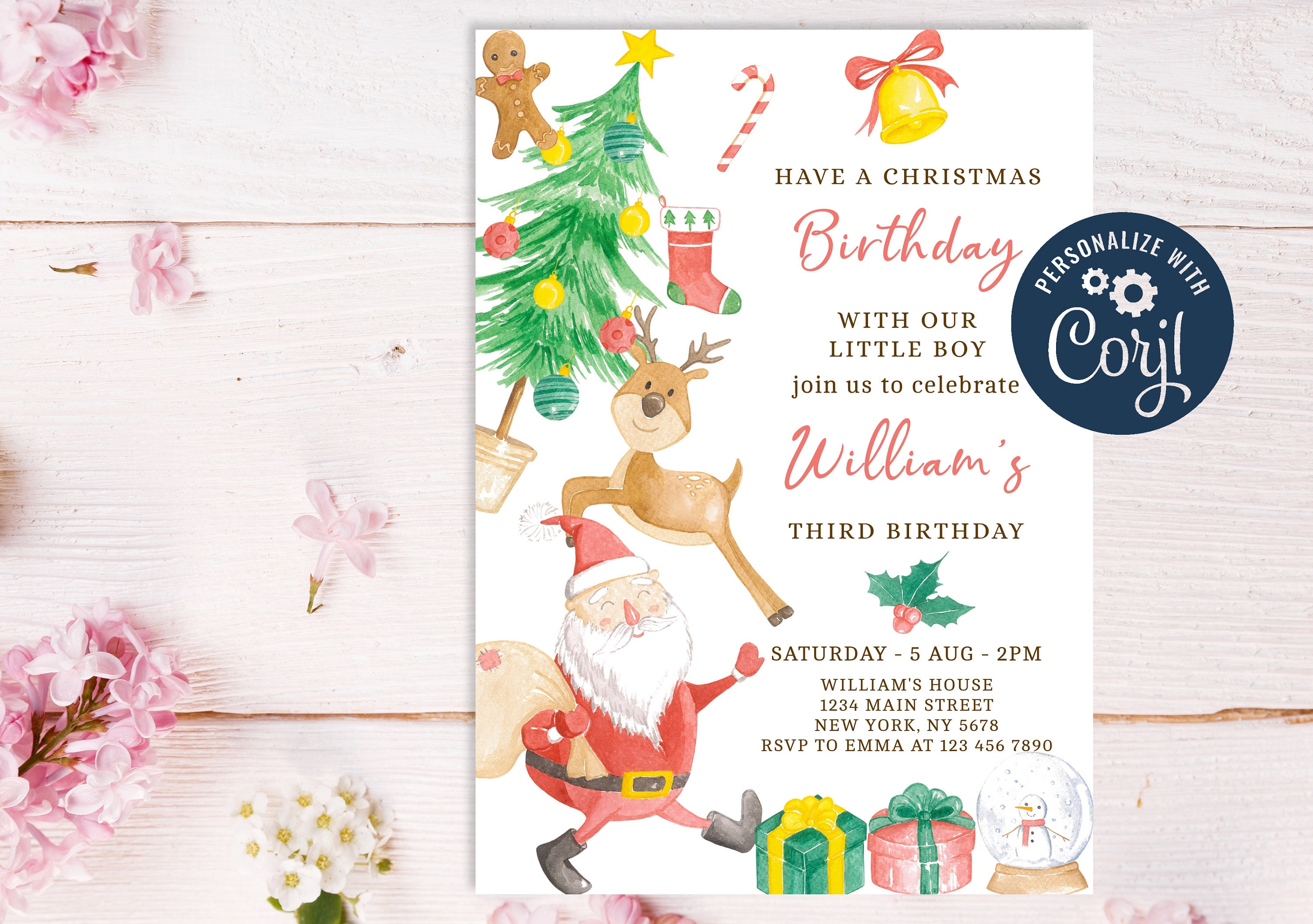 Christmas Birthday Invitation Winter Birthday Invitation - Etsy