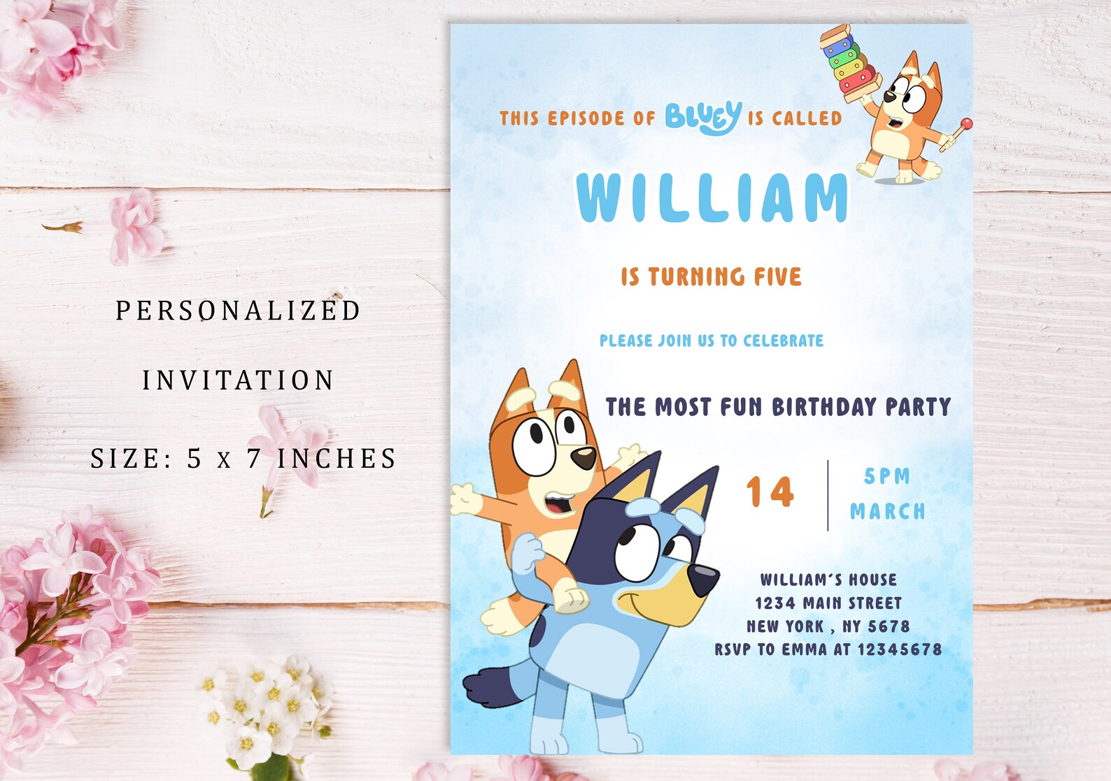 Bluey Birthday Invitation, Bluey and Bingo Party Invite, Personalized ...