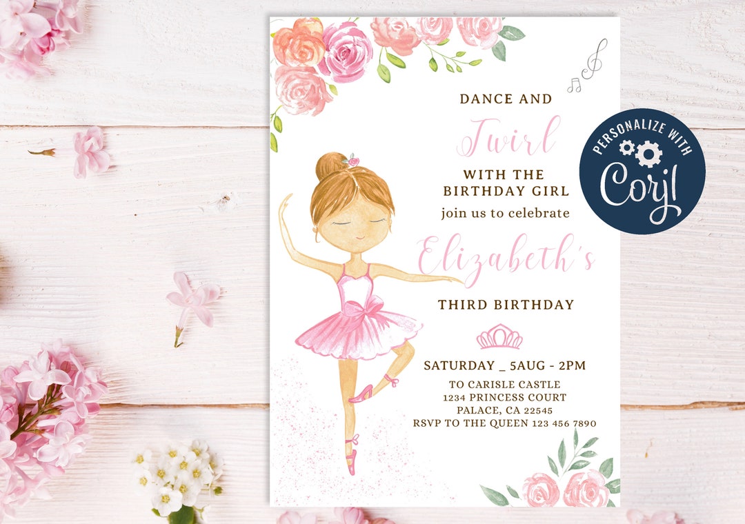 Invitación de cumpleaños de bailarina invitación de baile y - Etsy España
