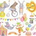 Circus Watercolor Clipart, Cute Circus Animals Clipart, PNG & JPG ...
