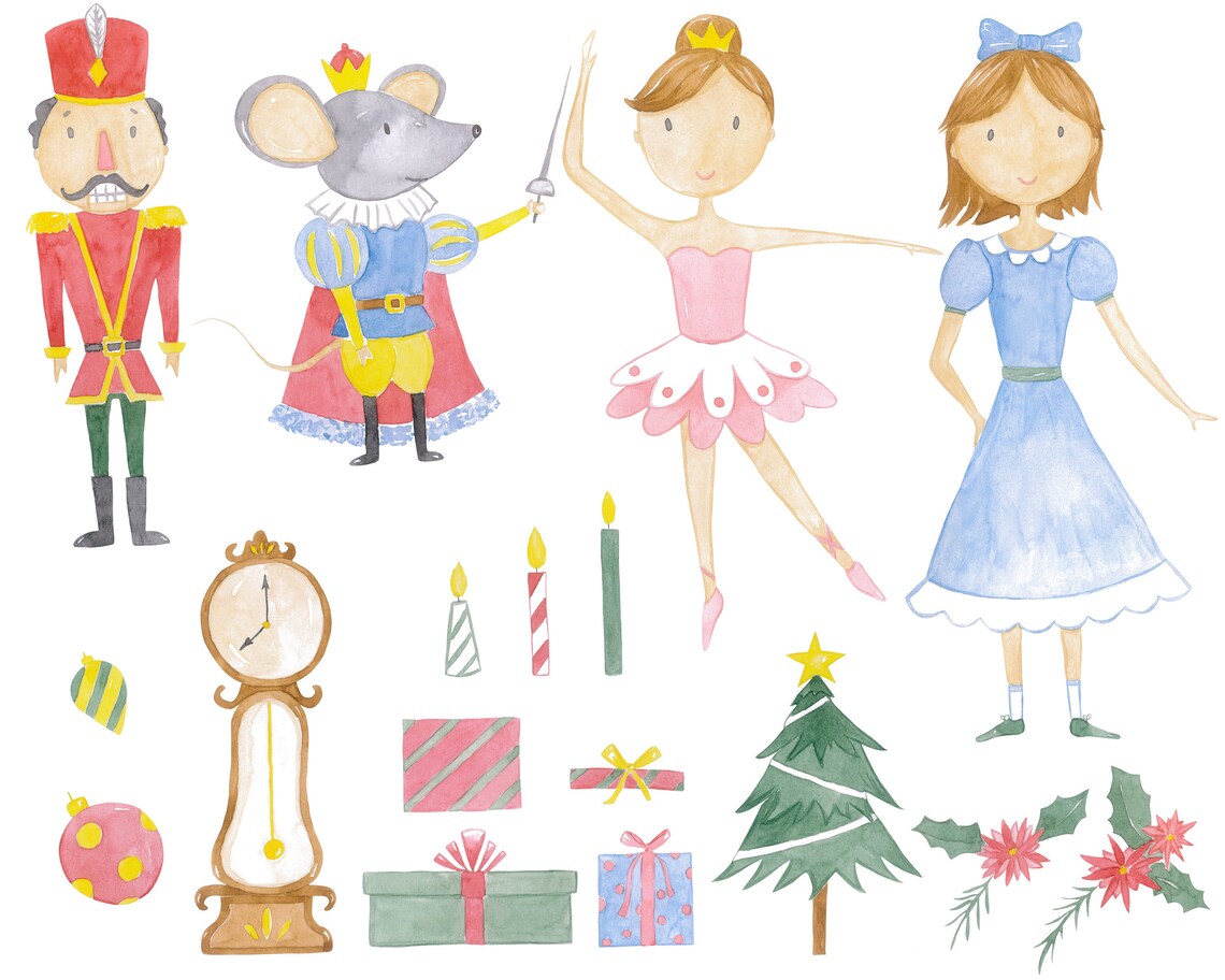 Nutcracker Watercolor Clipart, Watercolor Christmas Clipart, Ballerina ...