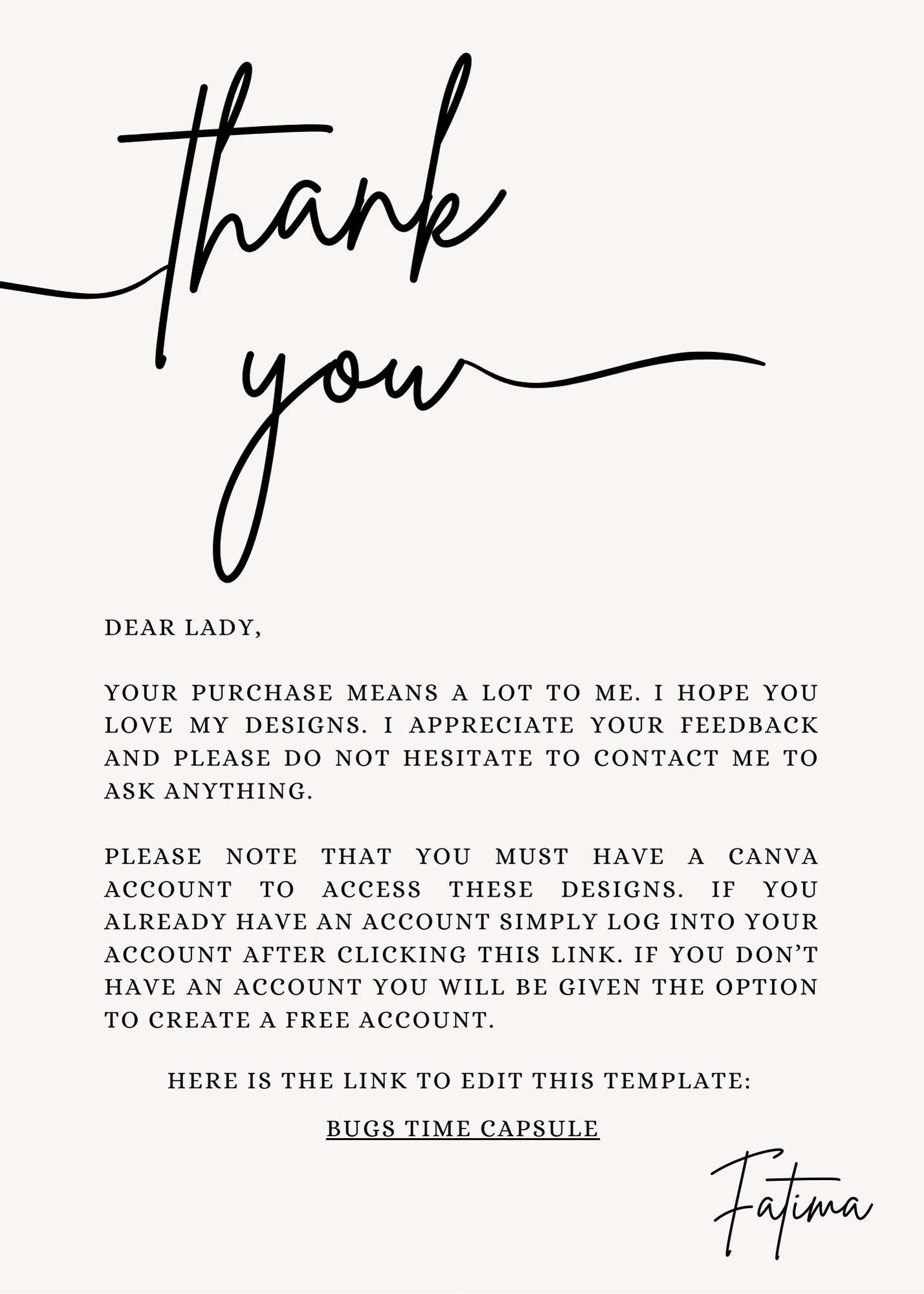 Bugs Time Capsule, Bugs Note Card, CANVA TEMPLATE - Etsy