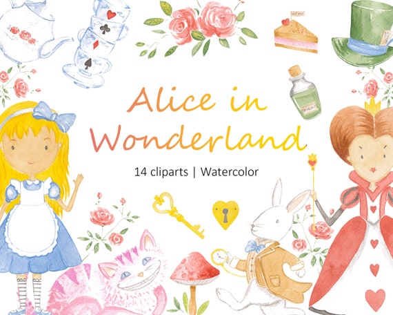 Alice in Wonderland Watercolor Clipart Watercolor Wonderland - Etsy