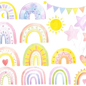 Rainbow Watercolor Clipart, Watercolor Rainbow Birthday Clipart, PNG ...
