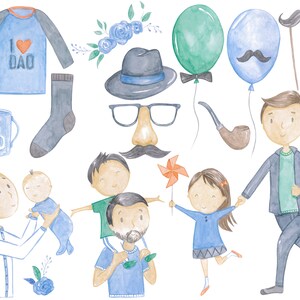 Father's Day Watercolor Clipart, Watercolor Dad and Son Clipart, Family ...