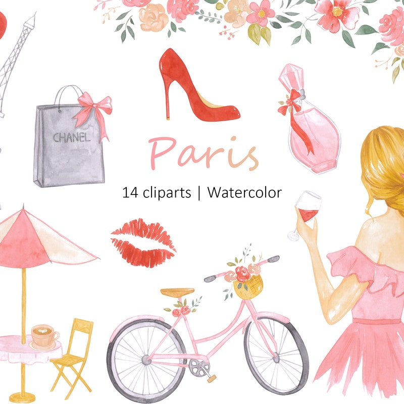 Paris Watercolor Clipart - Etsy