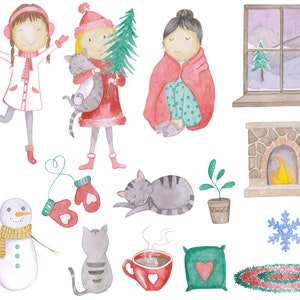 Winter Girl Watercolor Clipart, Christmas Girl Clipart, Watercolor ...