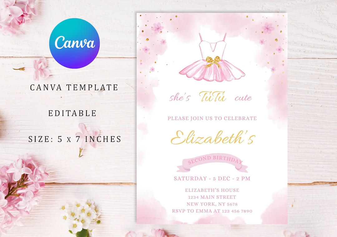 Ballerina Birthday Invitation, Tutu Birthday Invite, Ballet Birthday ...