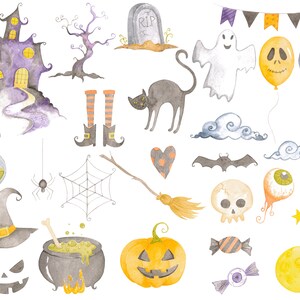 Halloween Watercolor Clipart, Halloween Party Clipart, Watercolor ...