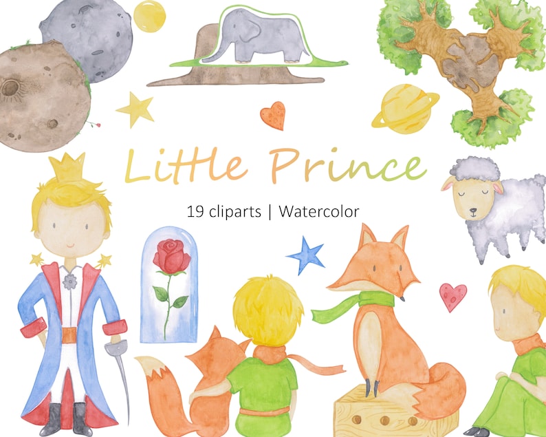 The Little Prince Watercolor Clipart, PNG & JPG Digital Download - Etsy