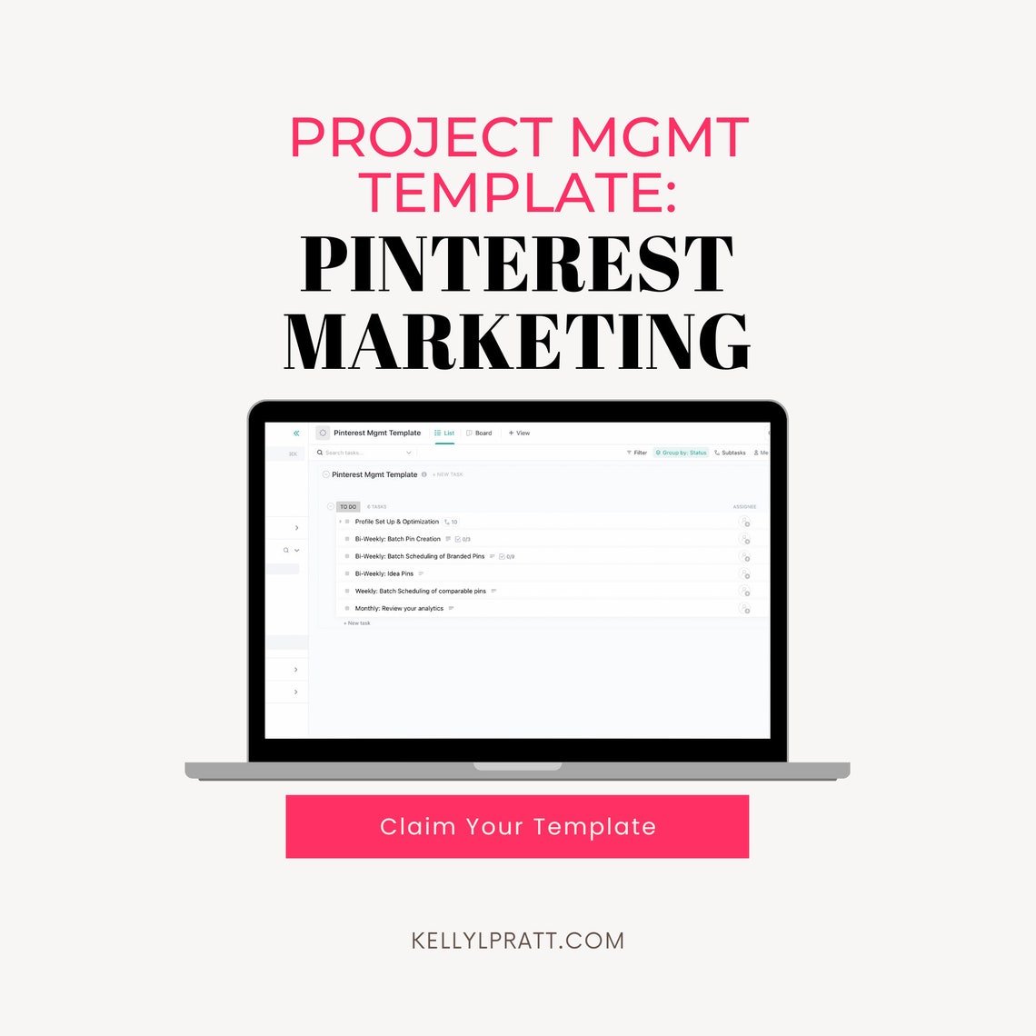Project Management Template: Pinterest Marketing Pinterest - Etsy