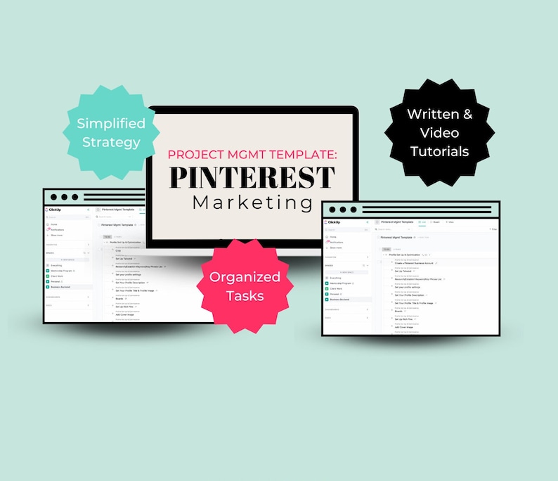 Project Management Template: Pinterest Marketing Pinterest - Etsy