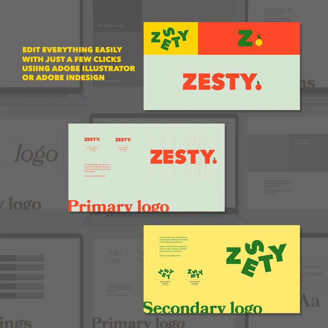 Brand Guidelines Template for Adobe Illustrator and Indesign | FULLY ...