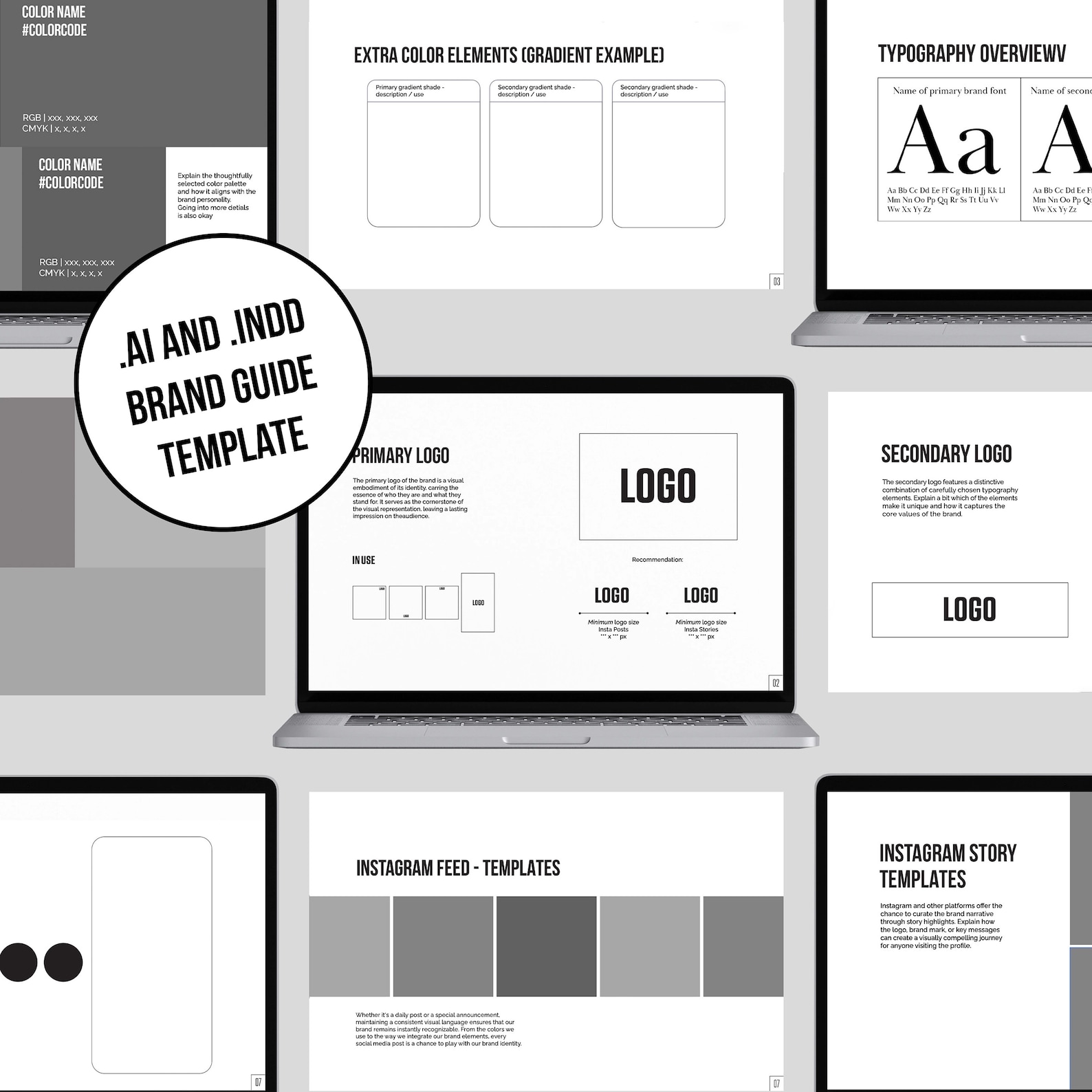 Brand Guide Template for Adobe Illustrator and Indesign | Fully ...