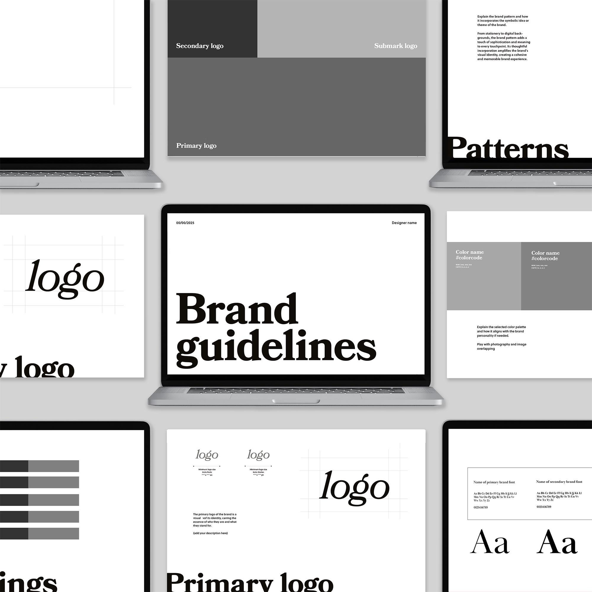 Brand Guidelines Template for Adobe Illustrator and Indesign | FULLY ...