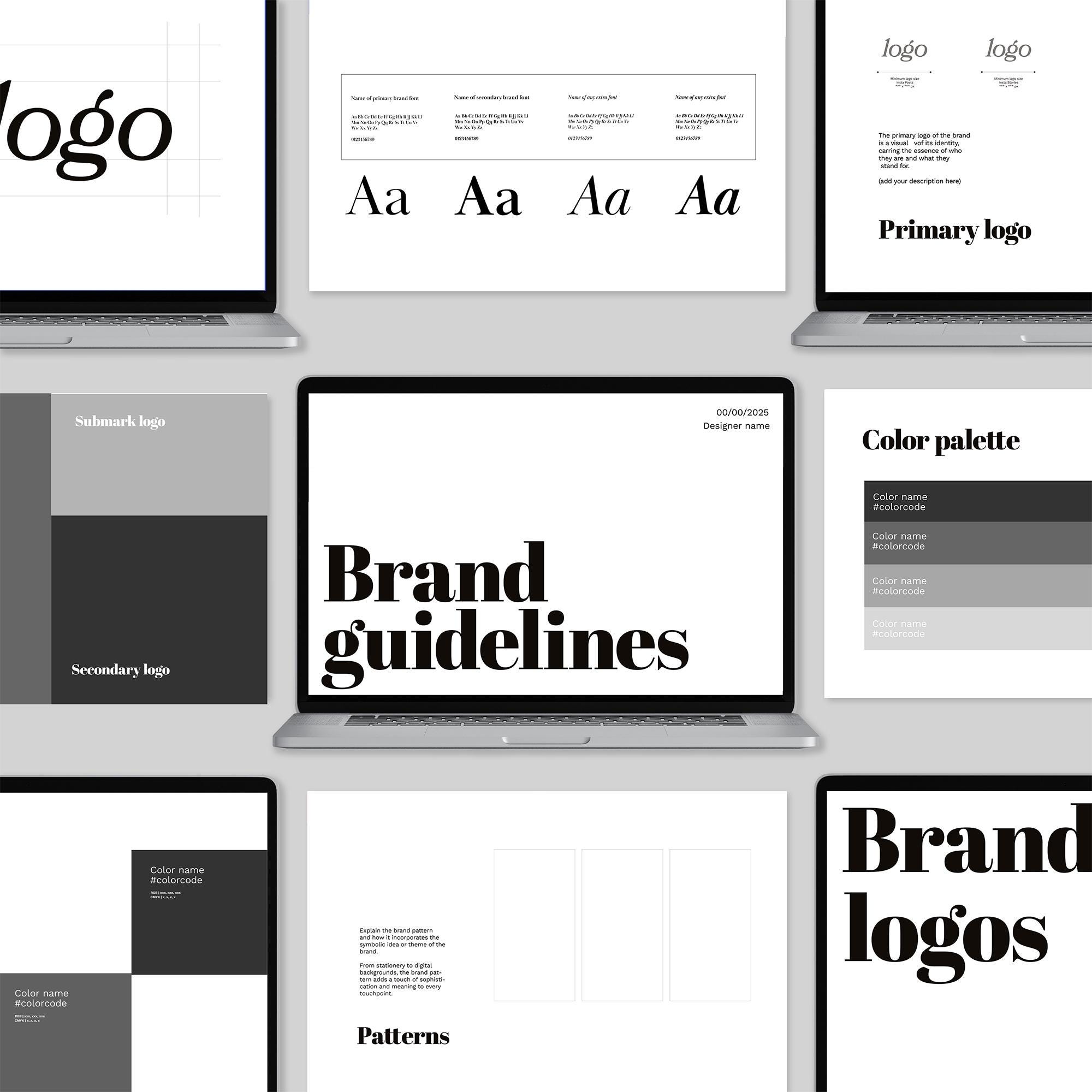 Brand Guidelines Template for Adobe Illustrator and Indesign | FULLY ...