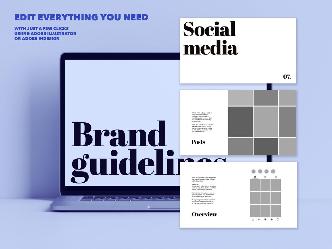 Brand Guidelines Template for Adobe Illustrator and Indesign | FULLY ...