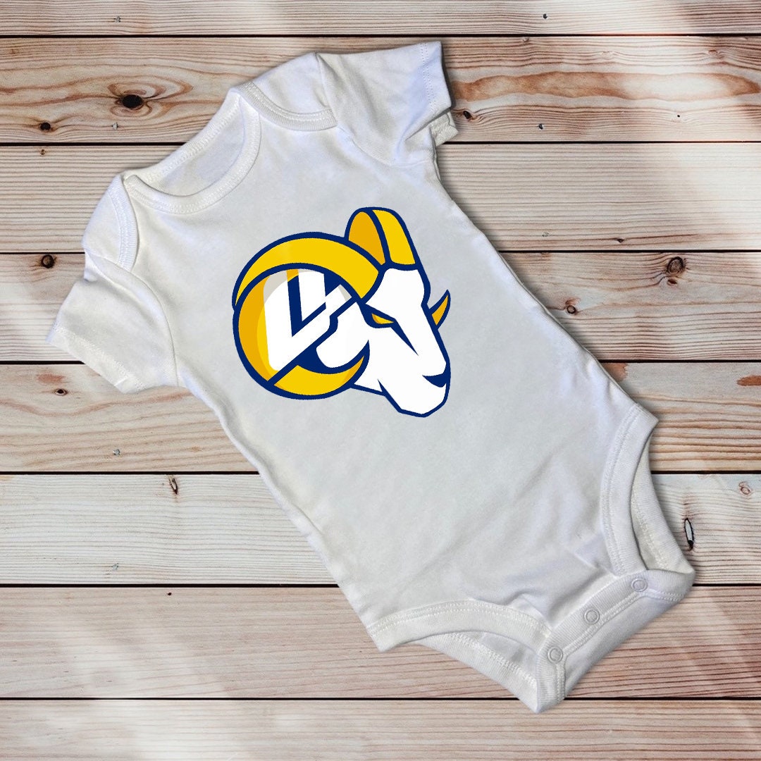 Fan Art LA Rams Graphic Design in Gray White or Black Baby Onesie Ages ...