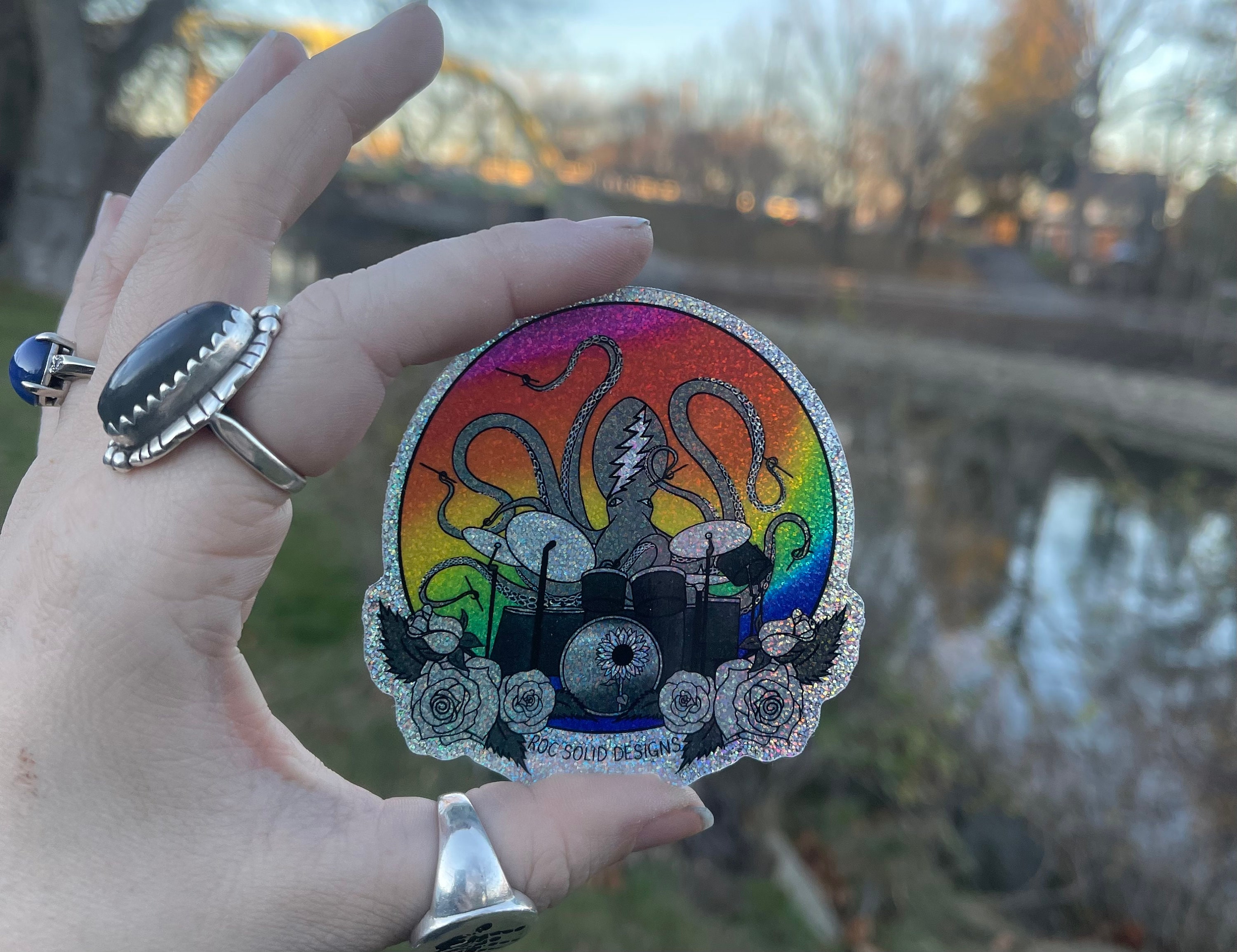 JRAD Drumming Octopus Holographic Sticker - Etsy