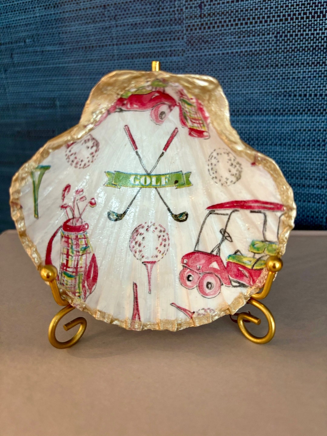 Decoupage Scallop Shell, Seashell Ring Trinket Dish, Housewarming Gift ...