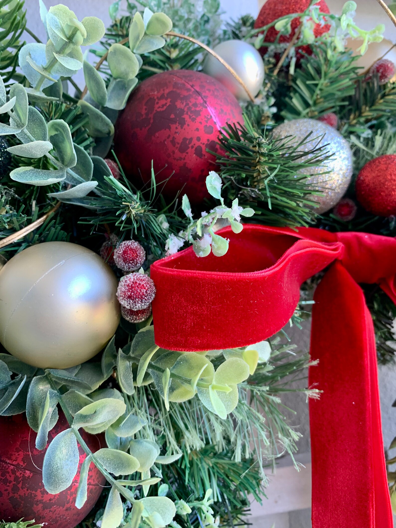 Red Wreath Christmas Wreath Wreath for Front Door - Etsy