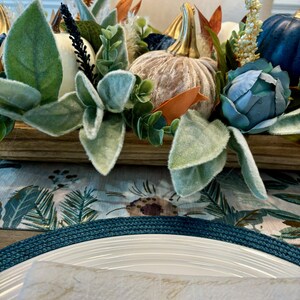 Blue Fall Centerpiece, Fall Pumpkin Table Arrangement, Autumn ...