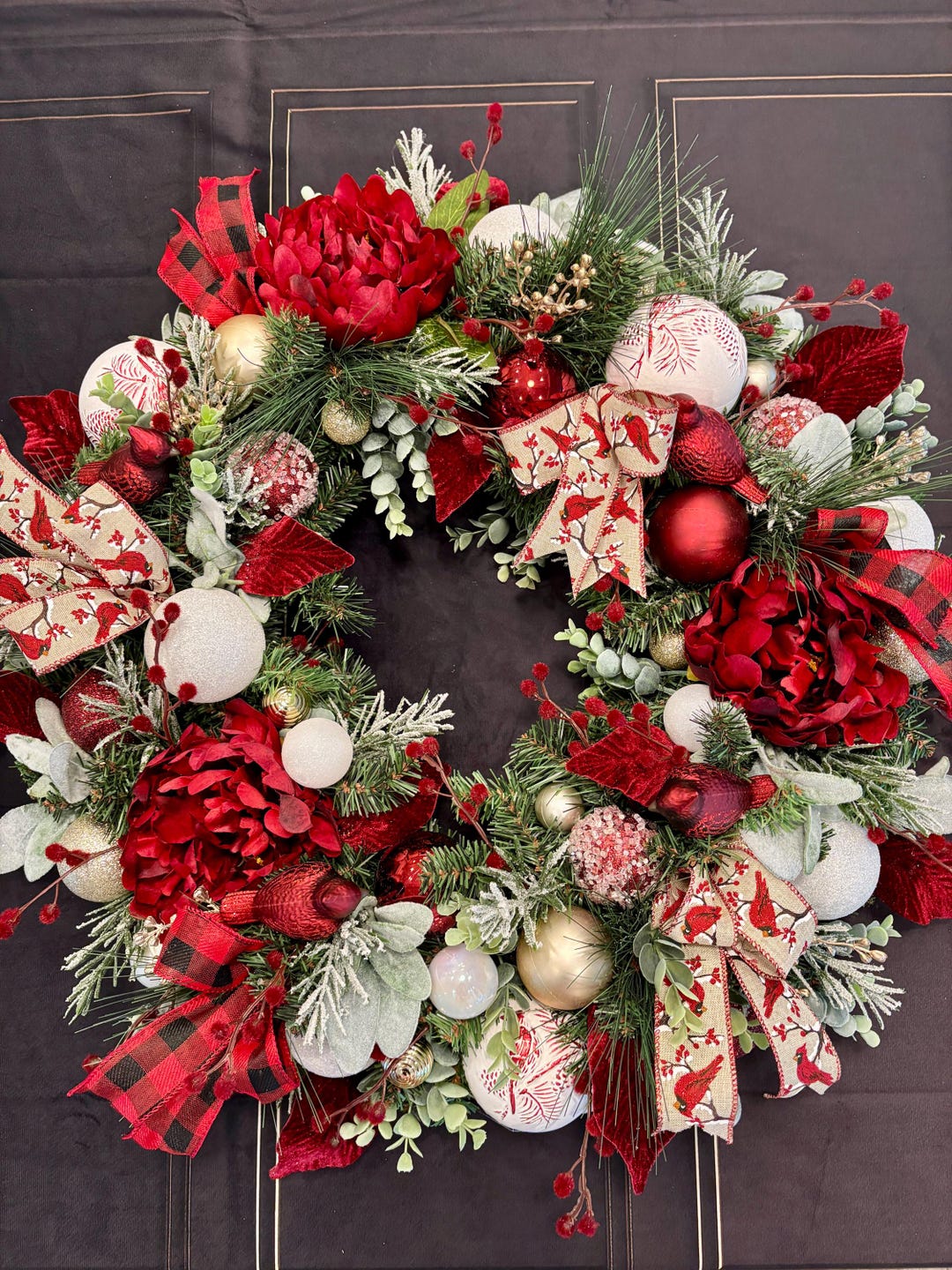 Red Cardinal Wreath, Christmas Wreath for Front Door, Holiday Decor ...